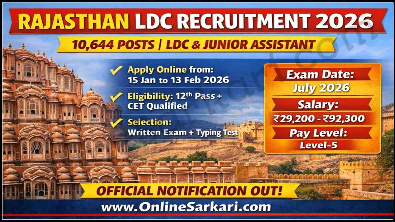 Rajasthan LDC Recruitment 2026 RSSB Notification Out Apply Online ...